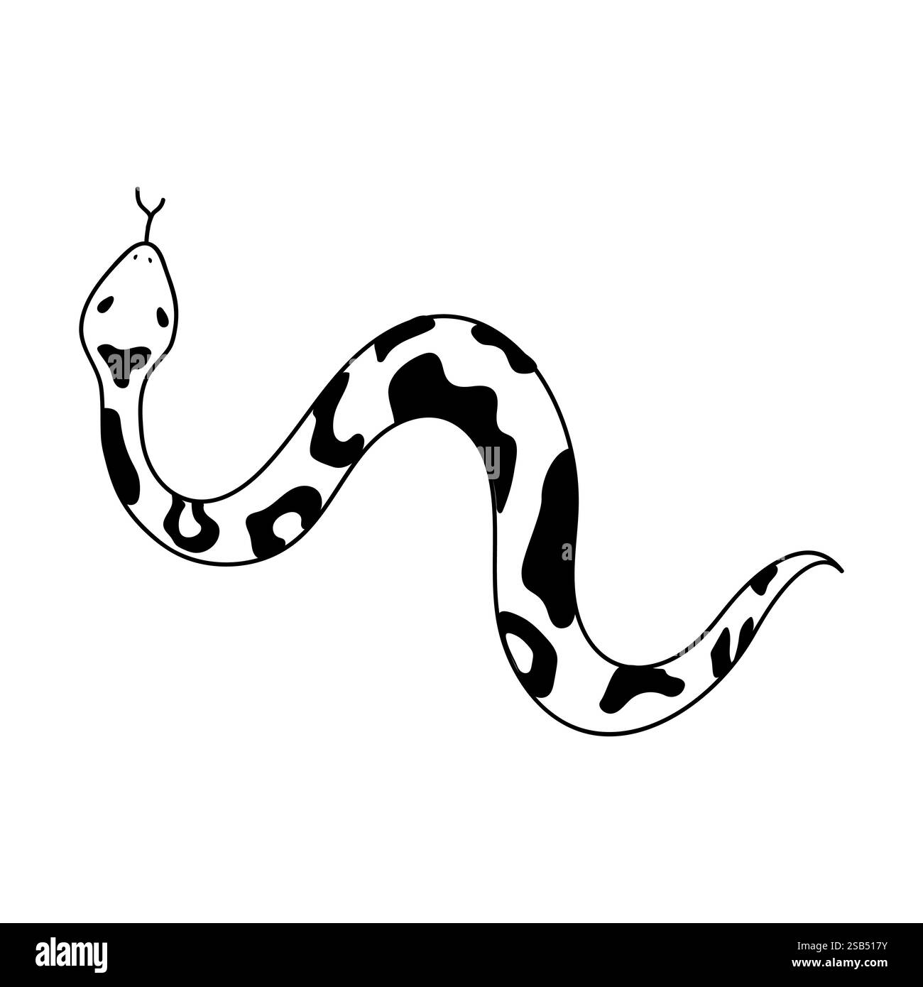 Vector isolated element, snake. Hand drawn doodle. Vector illustration ...