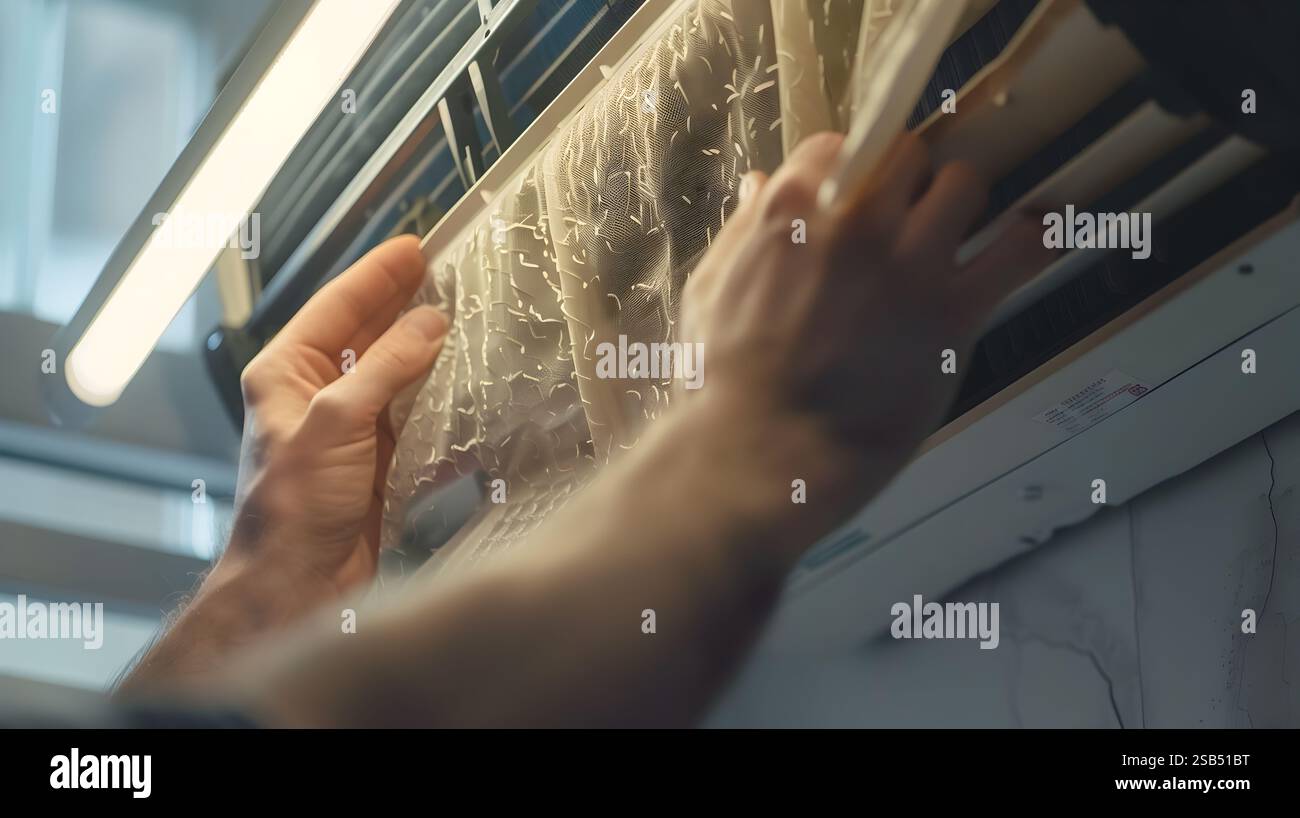 A close-up view of hands performing a vital household chore: removing a ...