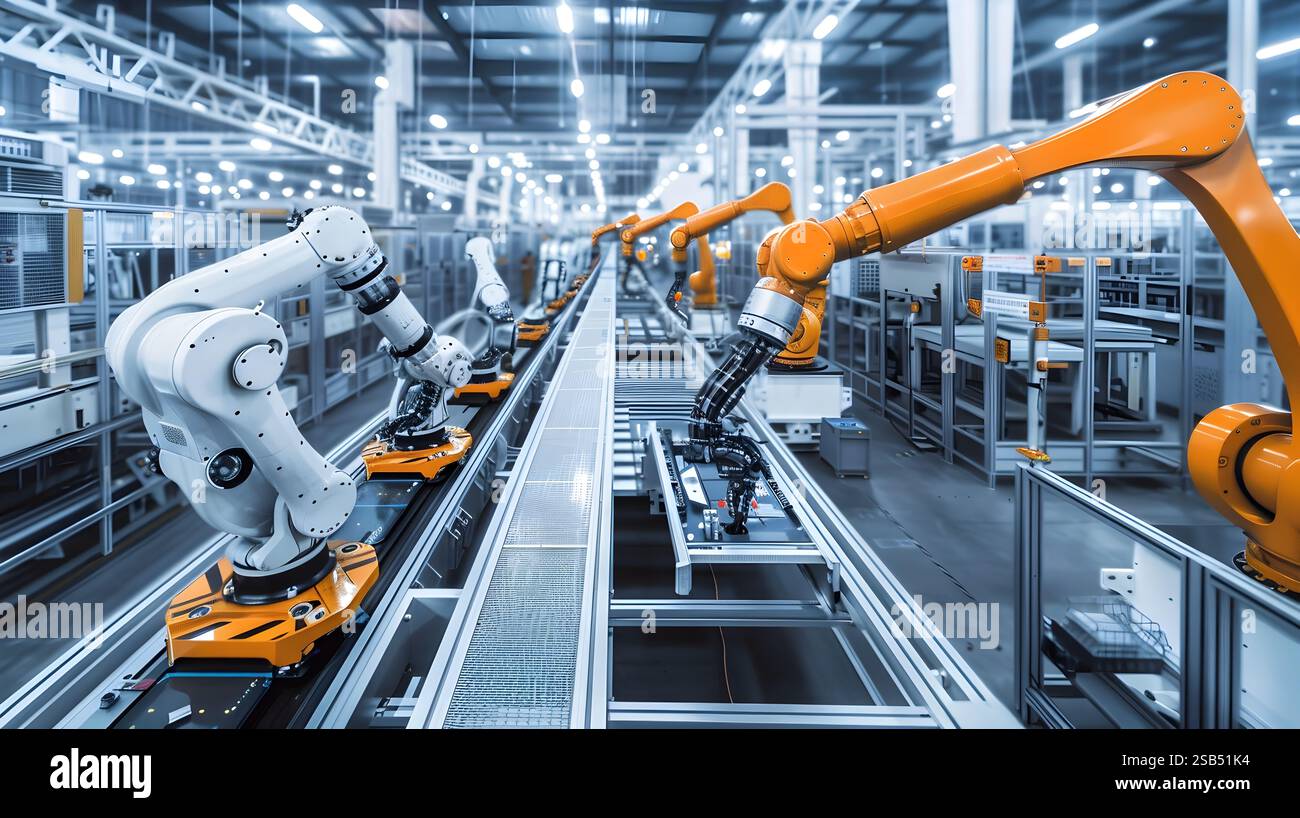 This high-tech factory features autonomous robots and human workers ...