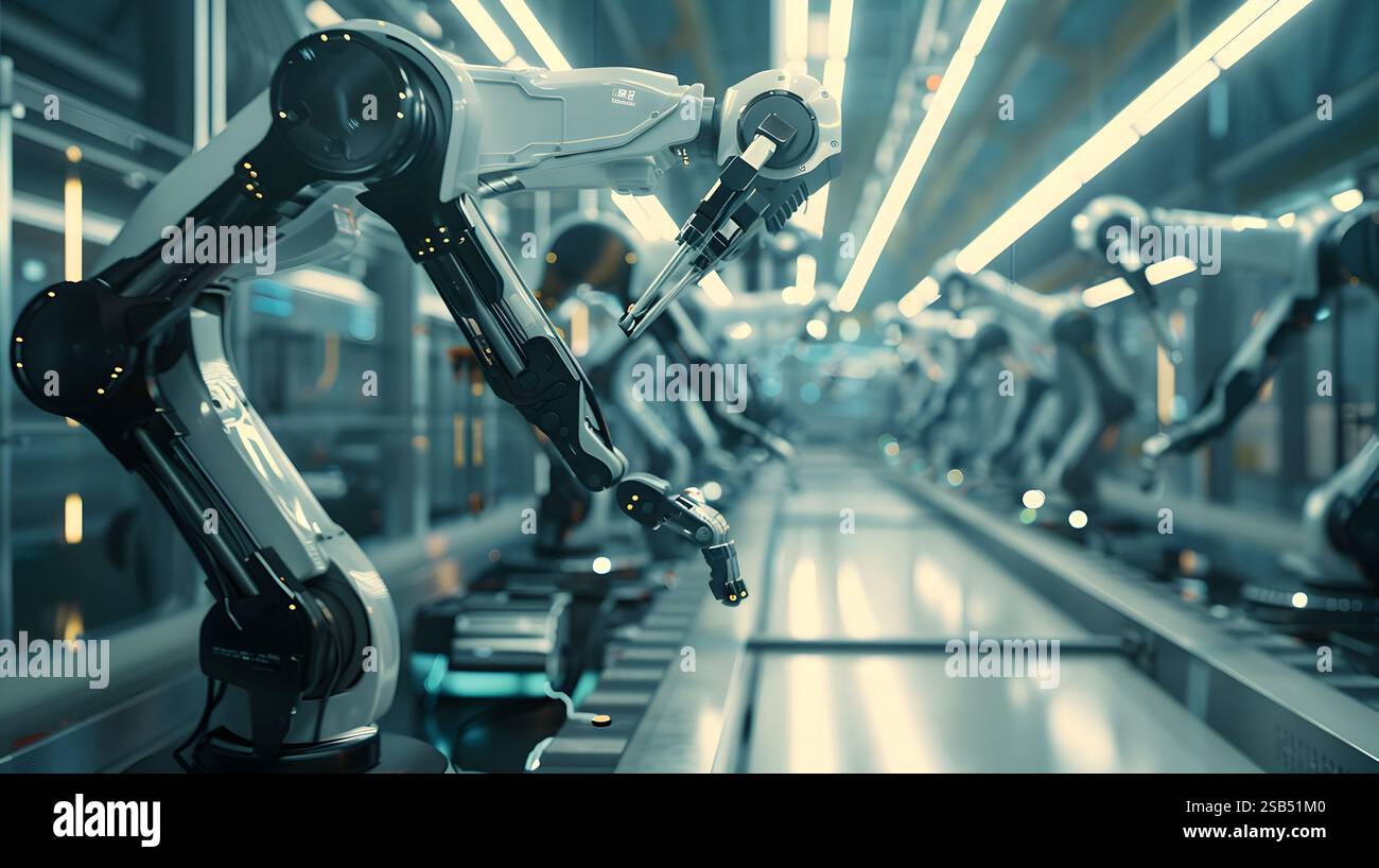 A concept art visualization of a futuristic manufacturing facility ...