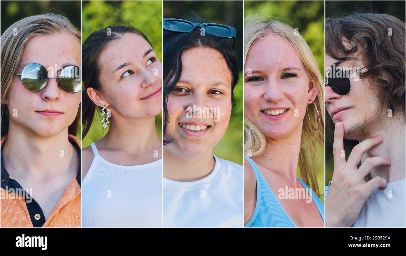 Dynamic and engaging photo collage featuring five diverse high school ...