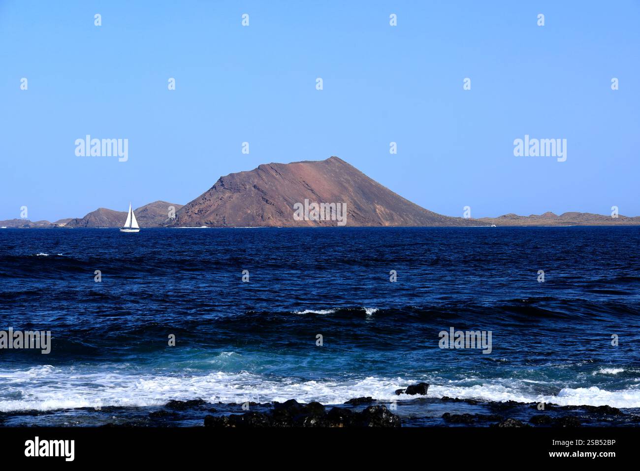 Lobos Island from Corralejo, Fuerteventura, Canary Islands, Spain Stock ...