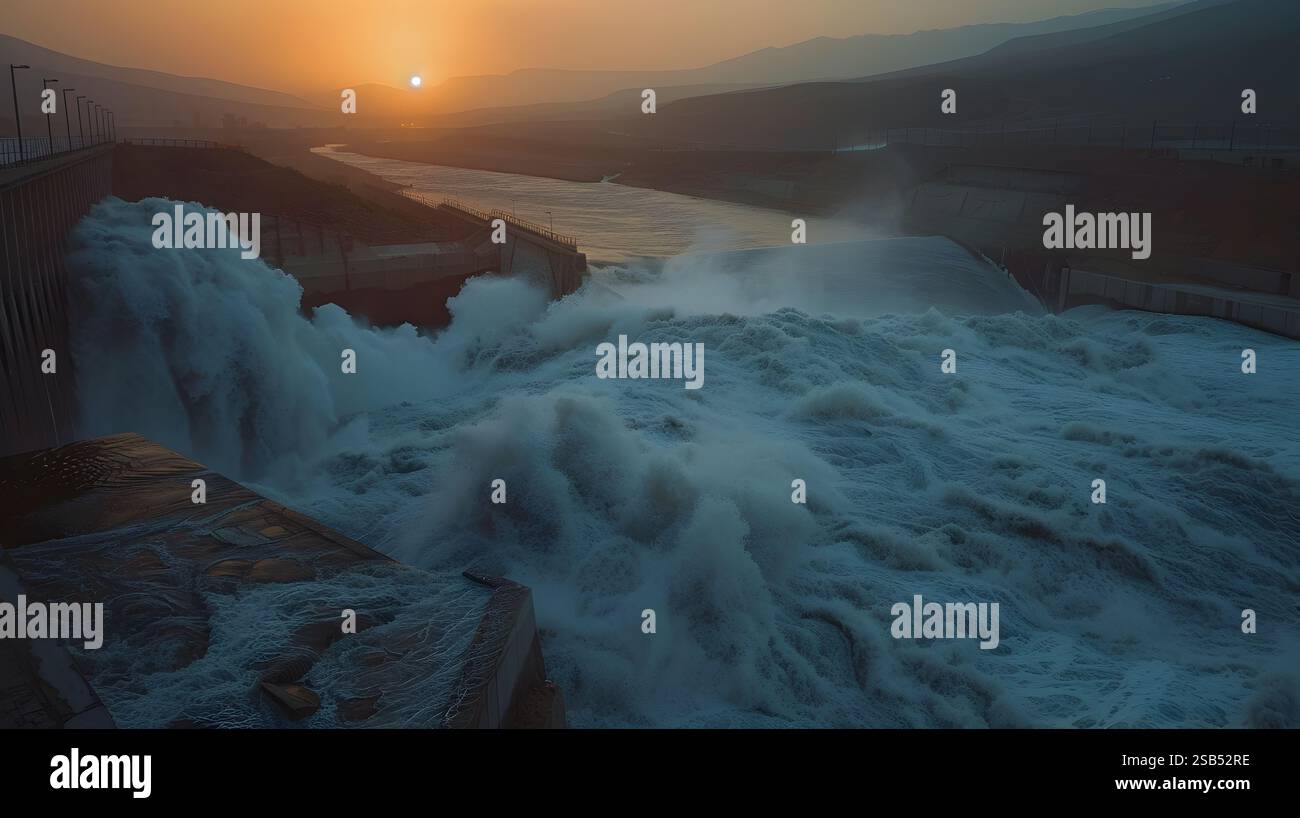 At dawn, a catastrophic dam break unleashes massive water torrents ...