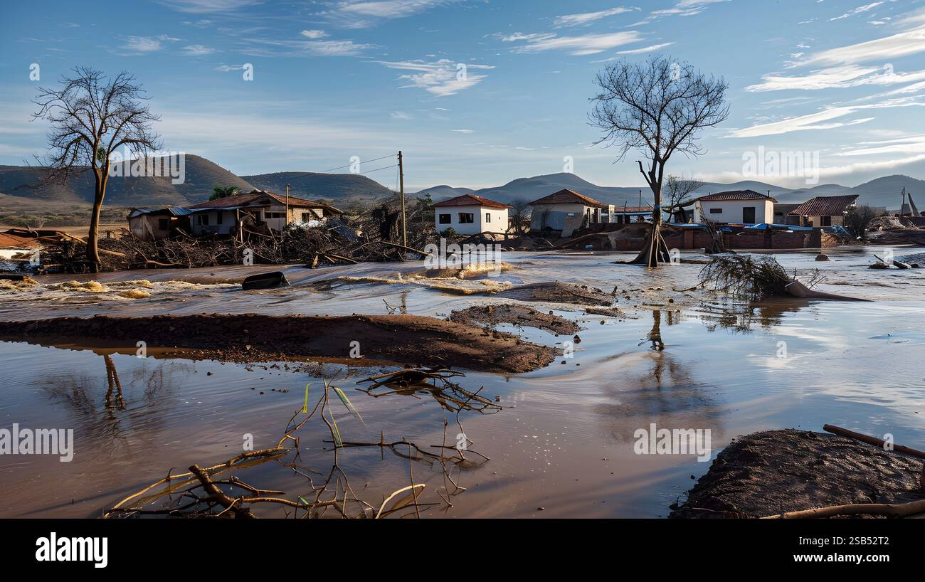 A once tranquil landscape is now a chaotic expanse of water, with ...