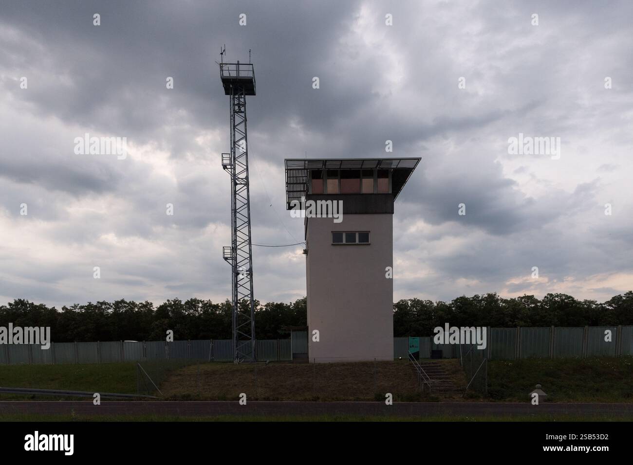 Command tower on control point Grenzubergangsstelle Marienborn GUSt on ...