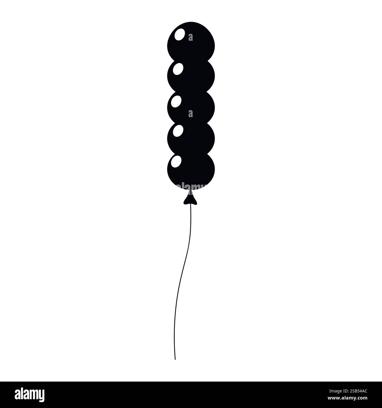 A single black balloon with several bumps floats gently from its string ...
