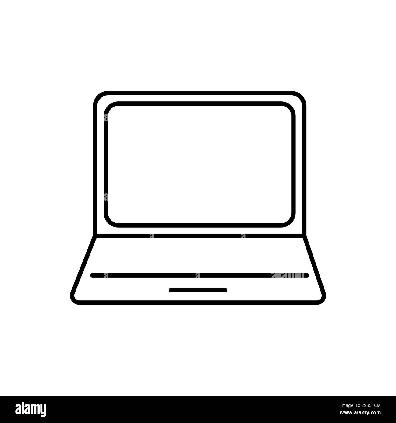 A simple line drawing of a closed laptop computer. The laptop is facing ...