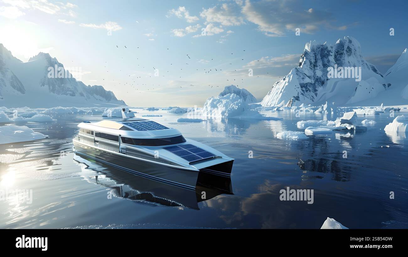 A solar-powered research vessel sails through the Arctic waters ...