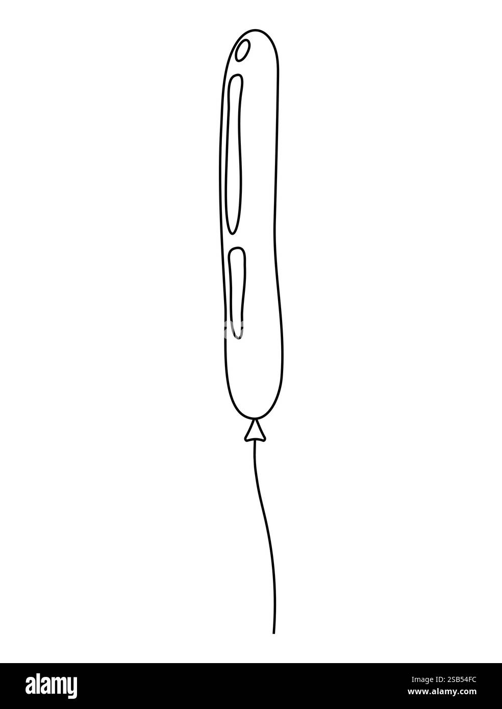 A minimalistic line drawing depicts a balloon with an elongated shape ...