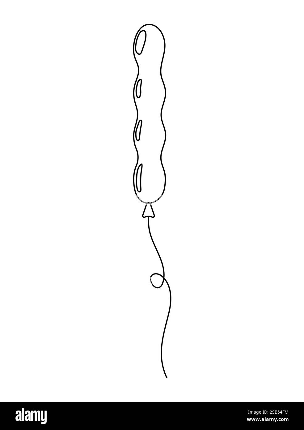A minimalist line drawing depicts a wavy balloon, tethered with a ...