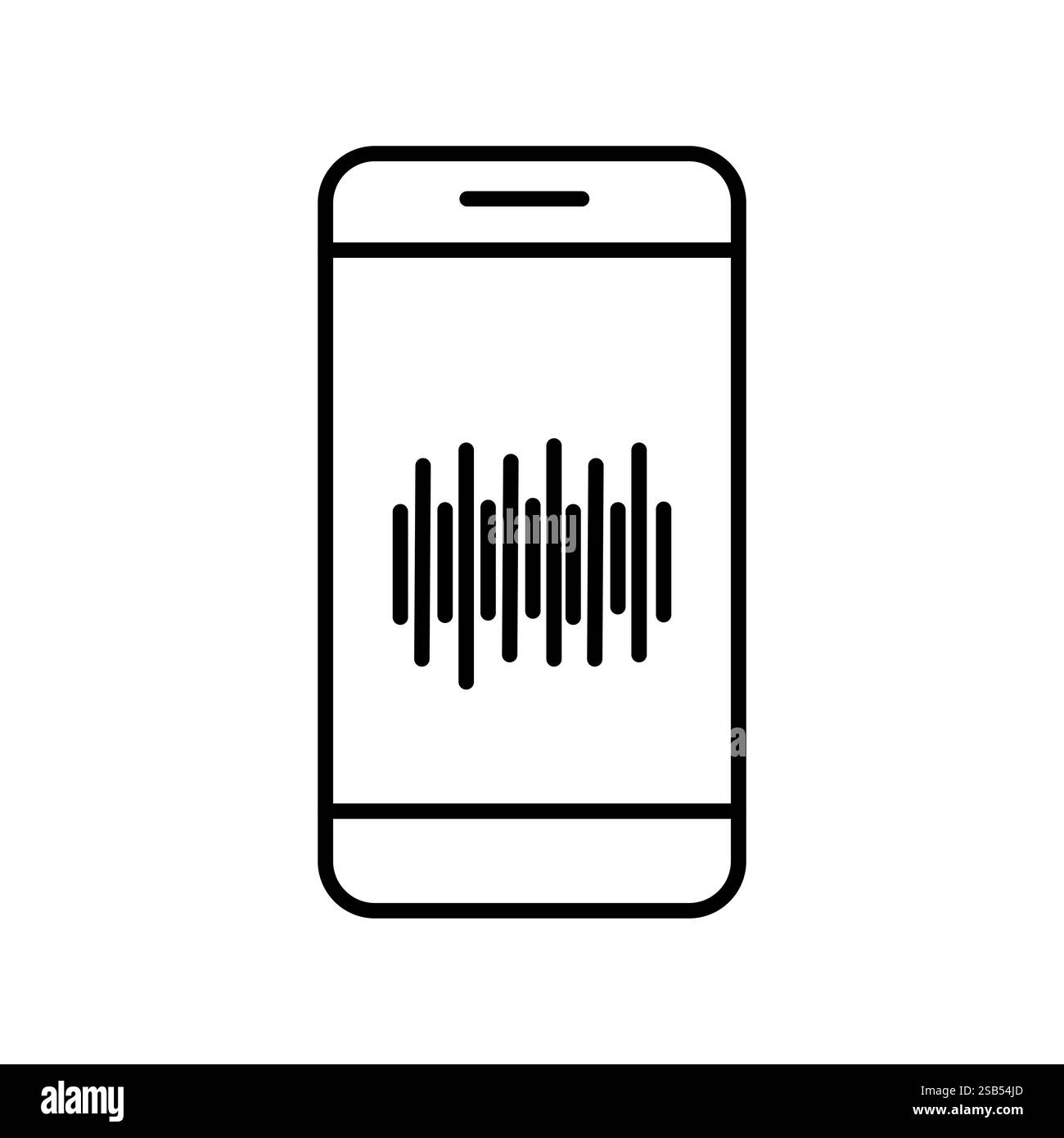 A mobile device features a visual representation of sound waves on its ...