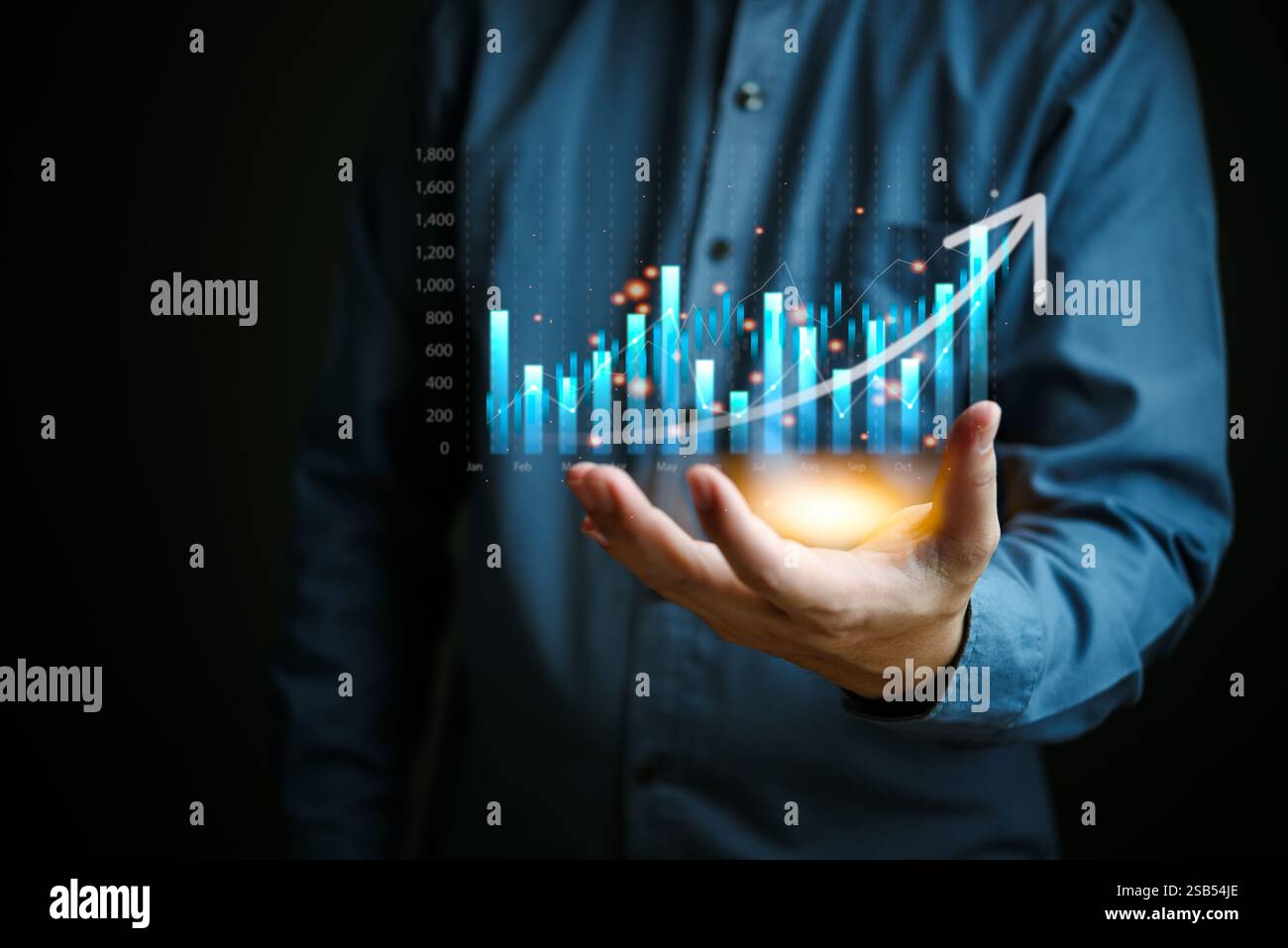 Business digital data analyzing financial reporting and investment ...