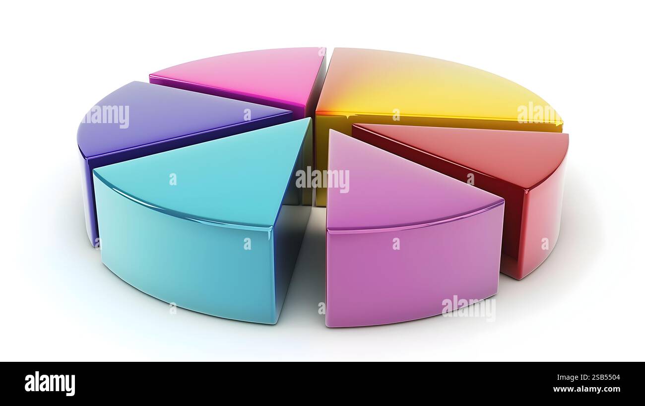 A vibrant and modern 3D pie chart icon, showcasing various colors for ...