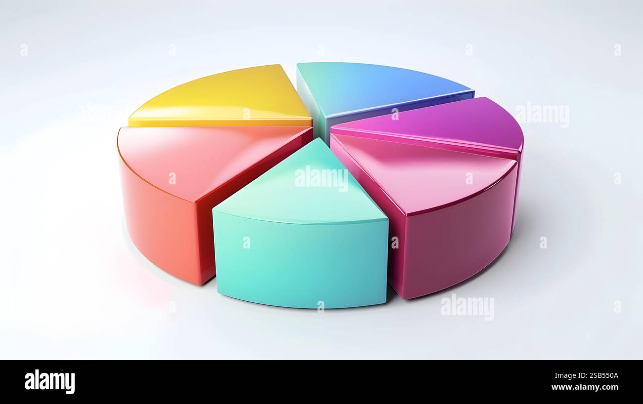 A vibrant and modern 3D pie chart icon hovers above a white background ...