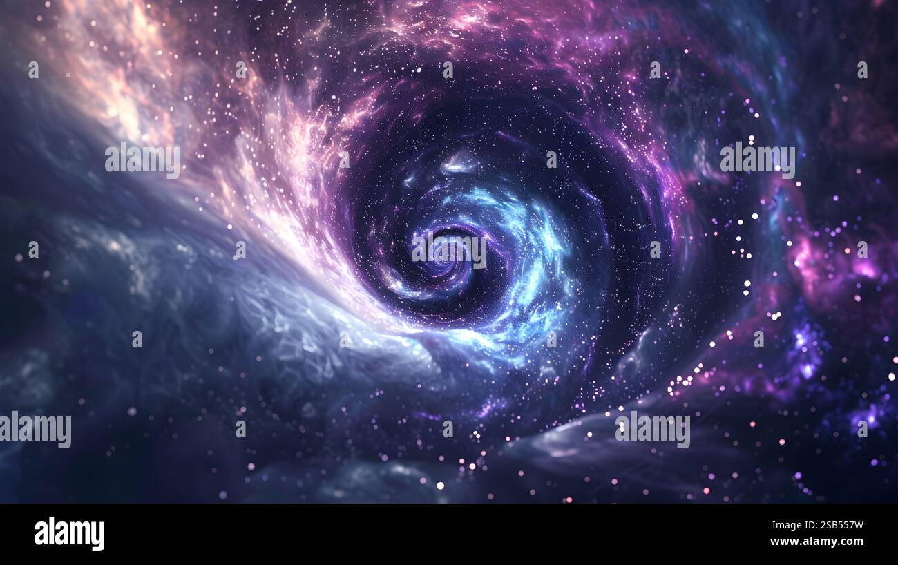 A captivating 3D render of a swirling cosmic vortex in deep blues and ...