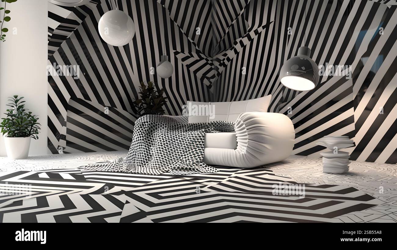 This 3D wallpaper presents a striking geometric pattern that plays with ...