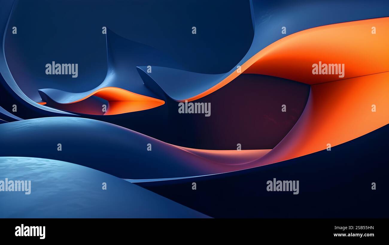 This captivating image depicts a series of floating geometric shapes ...