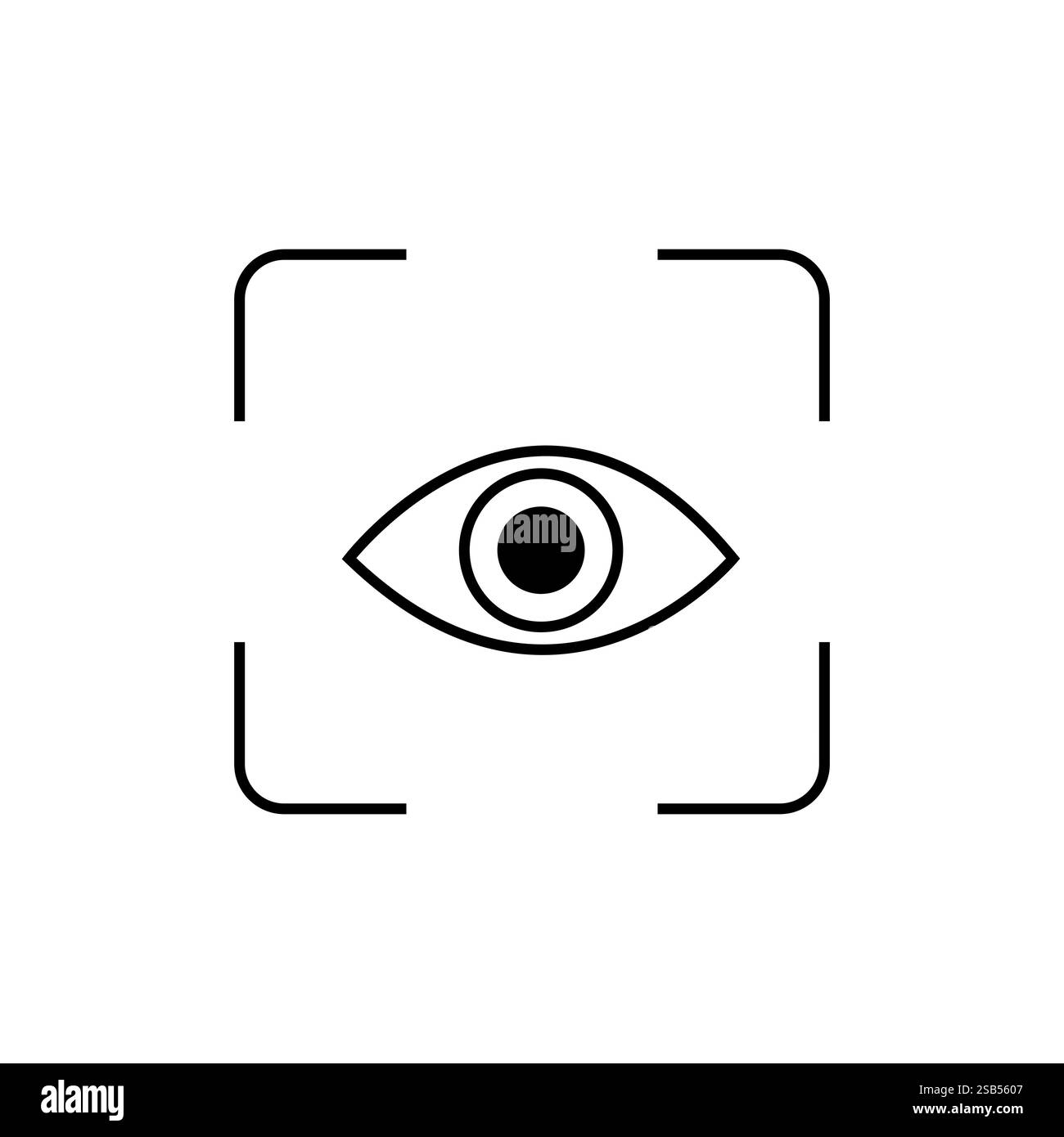 A simple line drawing of an eye inside a square frame, representing an ...