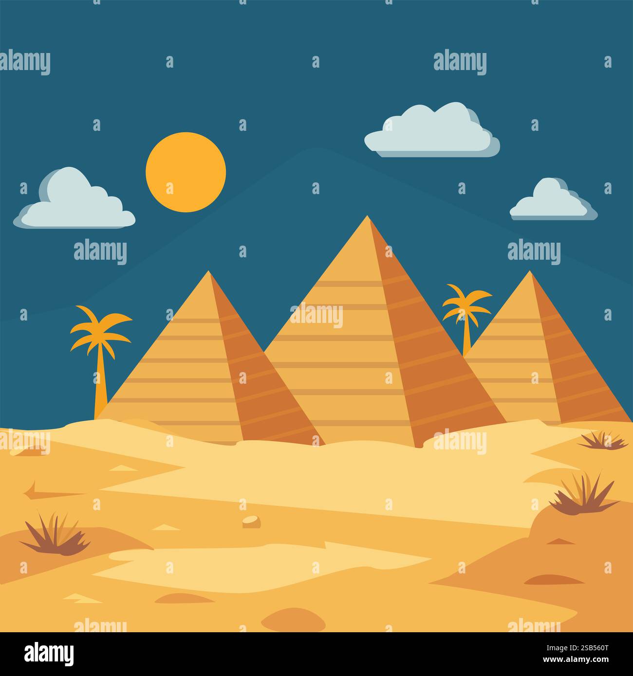 flat design Egyptian pyramids Stock Photo - Alamy