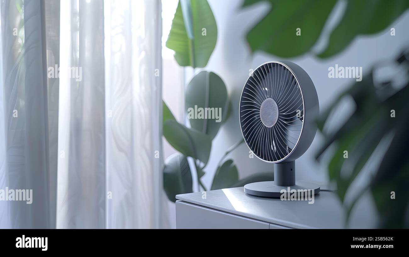 This image depicts a sleek,high-tech fan being gently cleaned with a ...