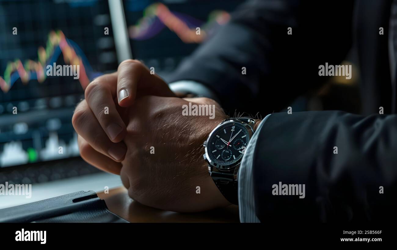 A sharply dressed businessman, examining a detailed chart filled with ...