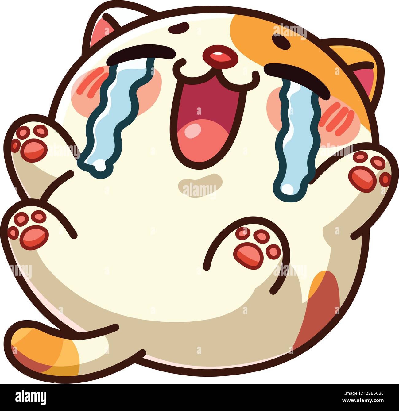Rolling on floor laughing cat with tears of joy Stock Vector Image ...
