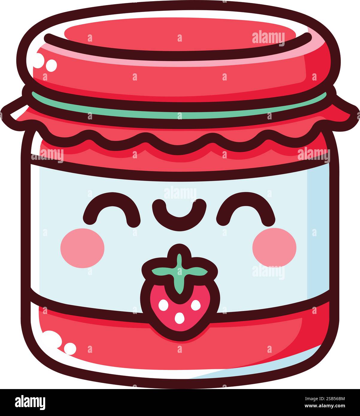 Cute kawaii strawberry jam jar with smiling face Stock Vector Image ...