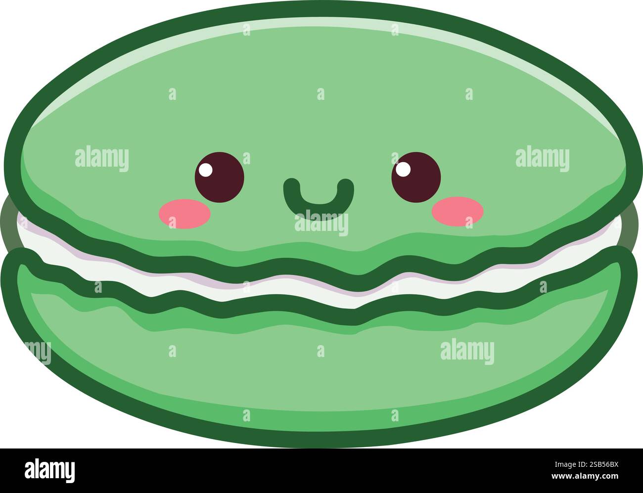 Cute kawaii green macaron with smiling face Stock Vector Image & Art ...