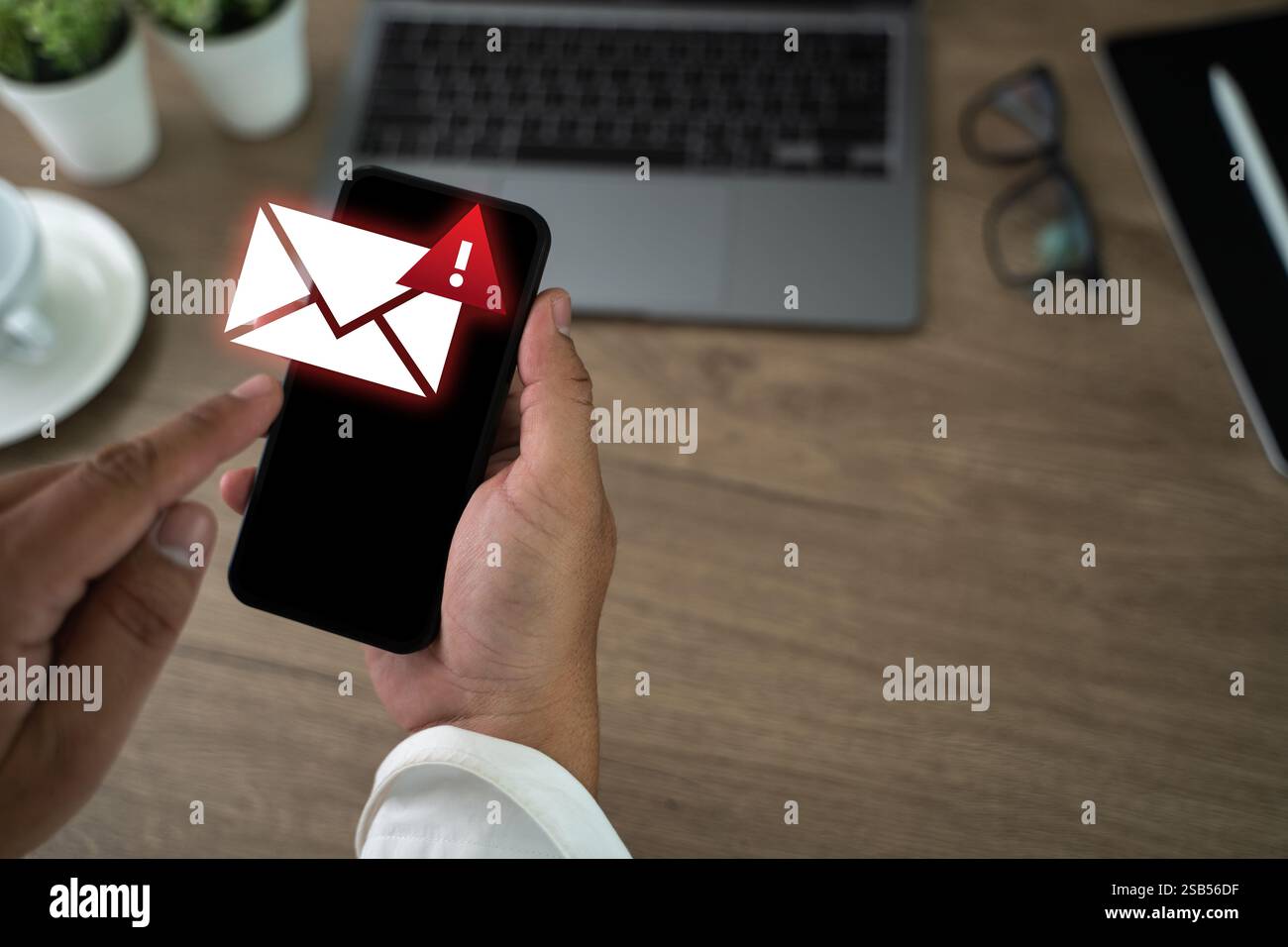 men using smartphones warning alert, email hack SMS spam, fake text ... men using smartphones warning alert, email hack SMS spam, fake text ...