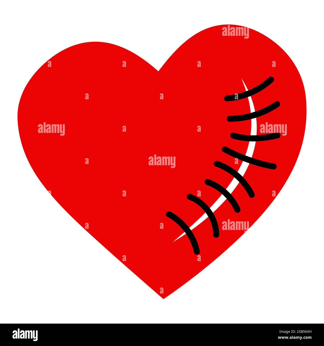 Red Heart with Stitches, Symbol of Healing and Recovery Stock Vector ...