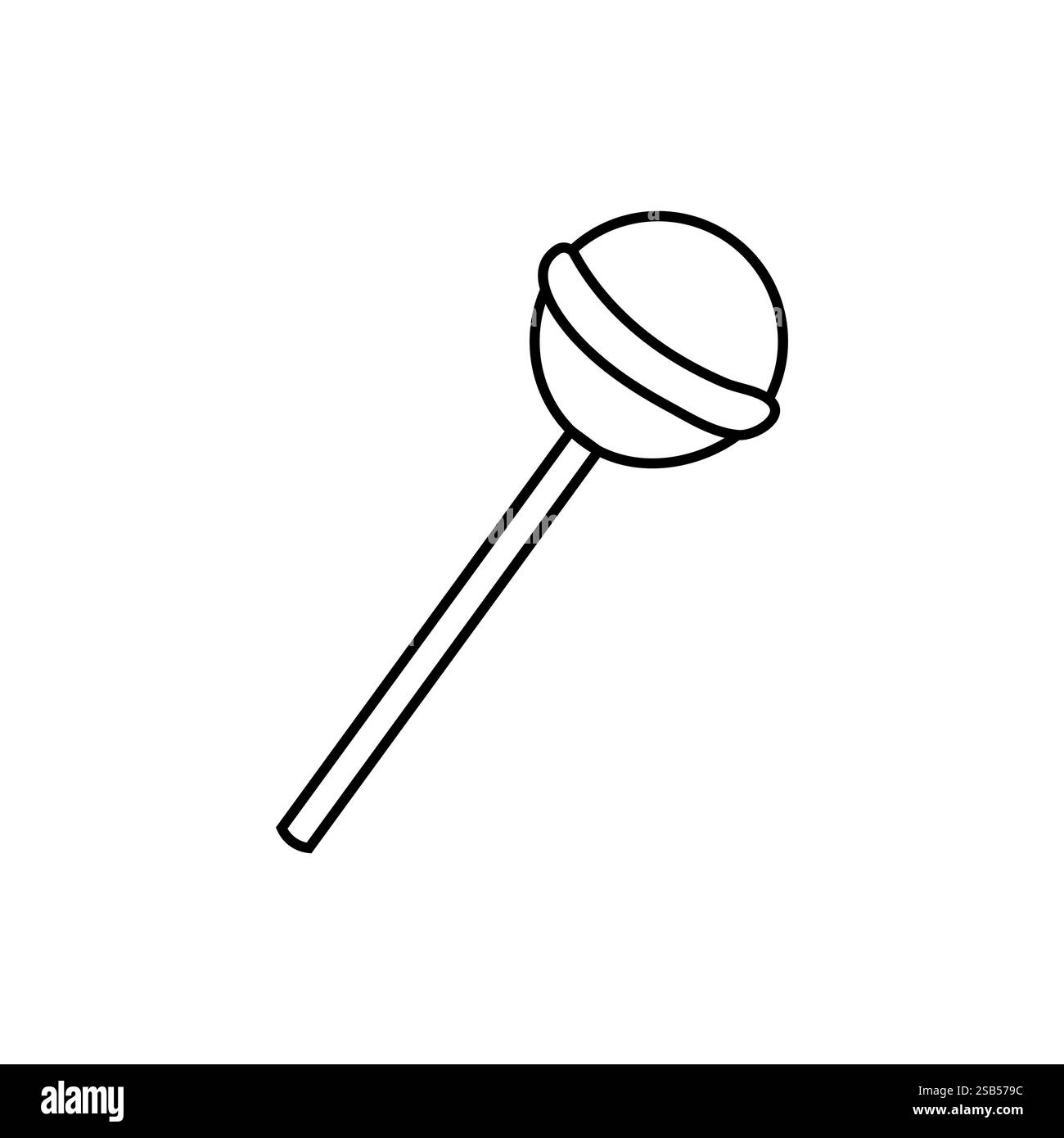 A simplistic, outlined drawing of a lollipop on a white background ...