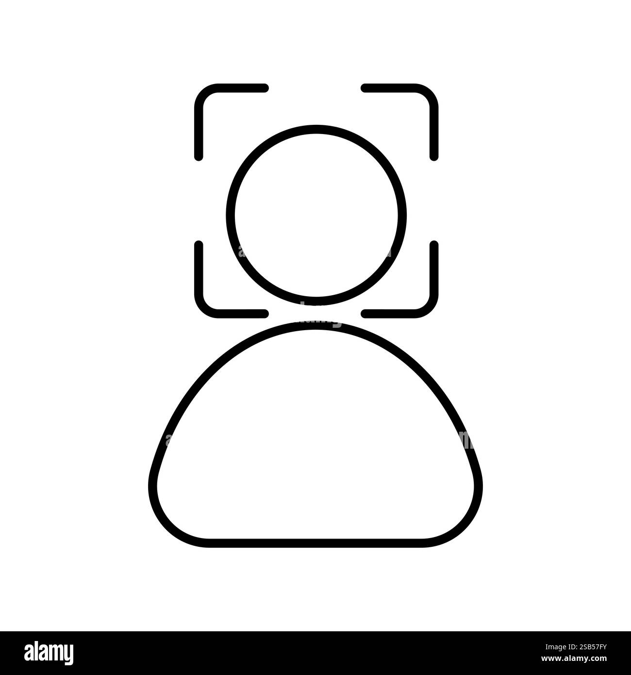 A simple outline depicts a user profile featuring a circular head and ...