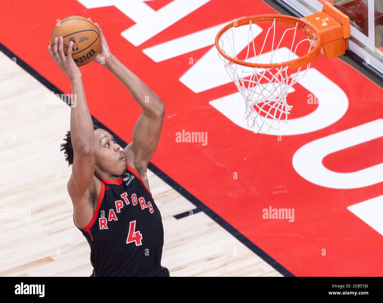 Toronto, Canada. 31st Jan, 2025. Scottie Barnes of Toronto Raptors dunks during the 2024-2025 ...