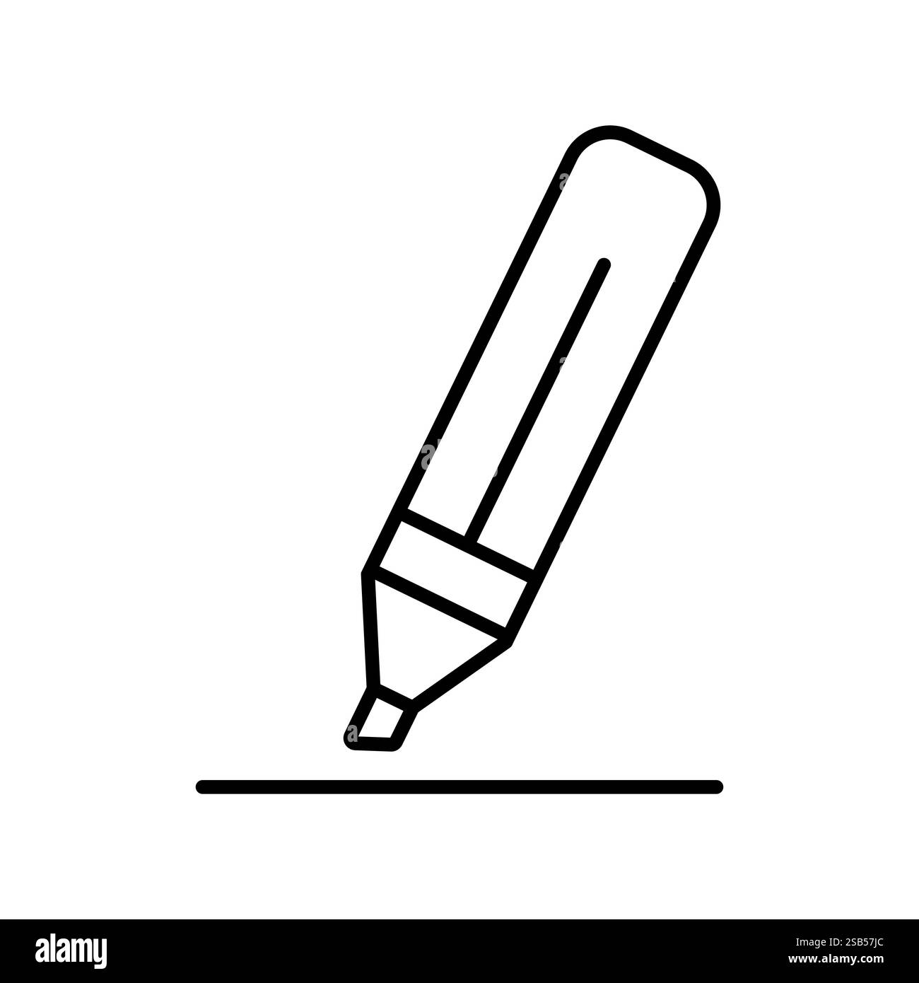 A black and white line art drawing of a marker writing on a line. The ...