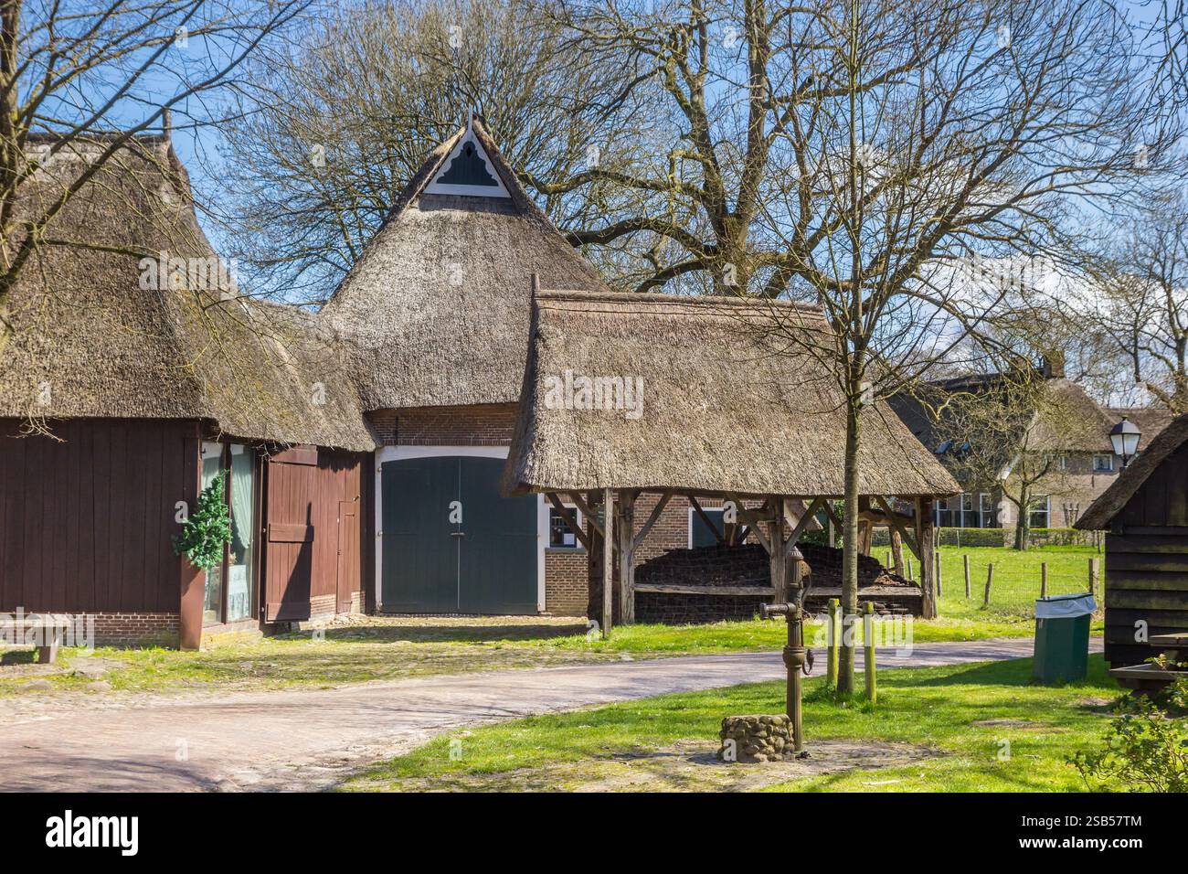 Historic agricultural buildings in the center of Orvelte, Netherlands ...