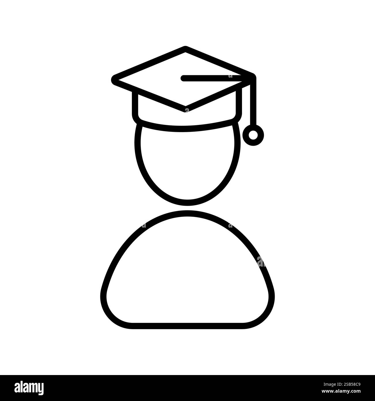 A line drawing icon of a person wearing a graduation cap, representing ...