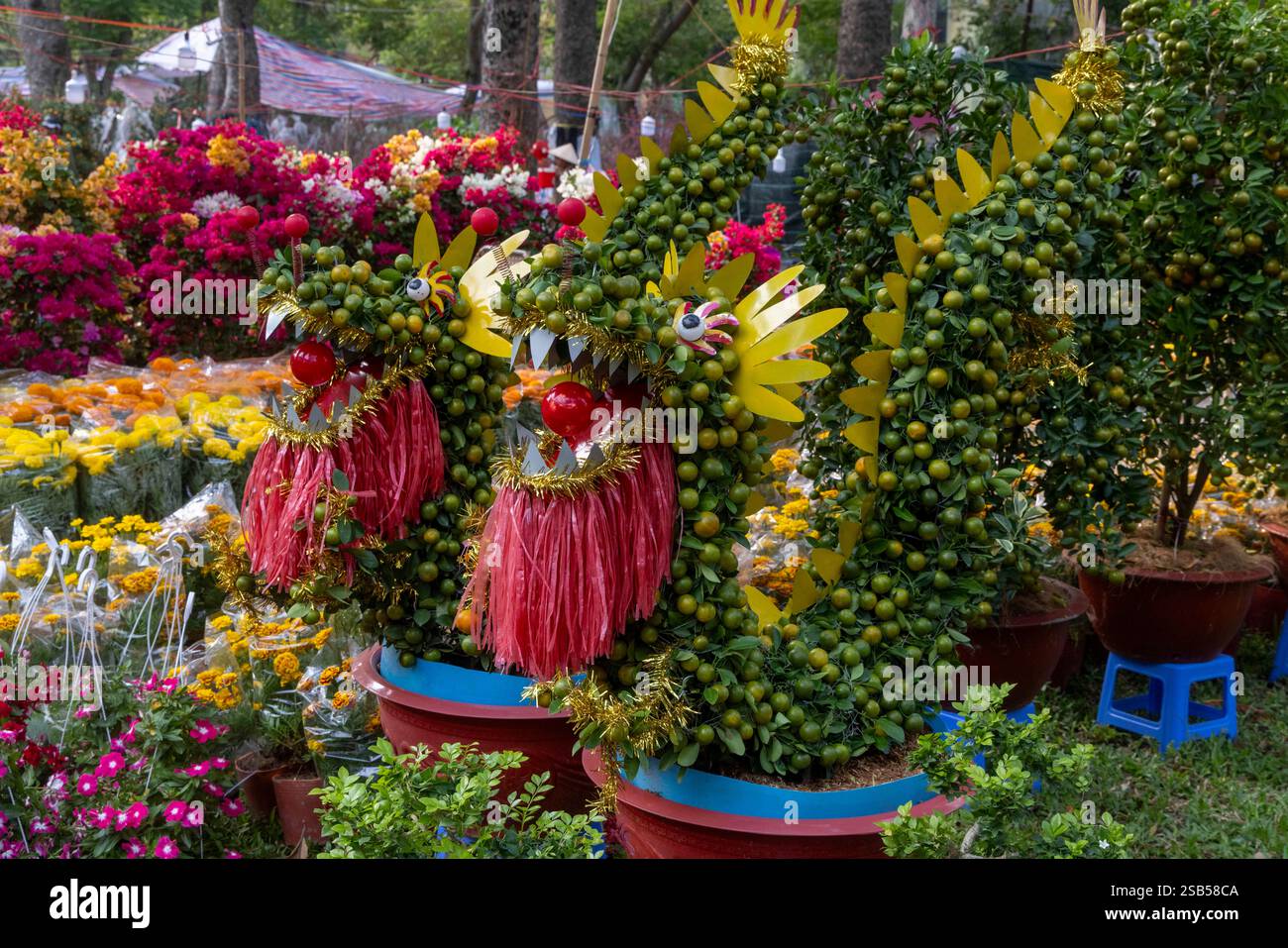 Pham Ngu Lao Flower market in Ho Chi Minh City just before Vietnamese ...