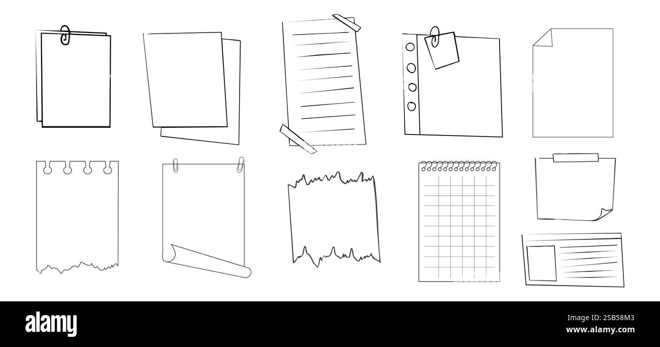 Memo sticky note reminder sheet paper. Doodle paper frame, check list ...