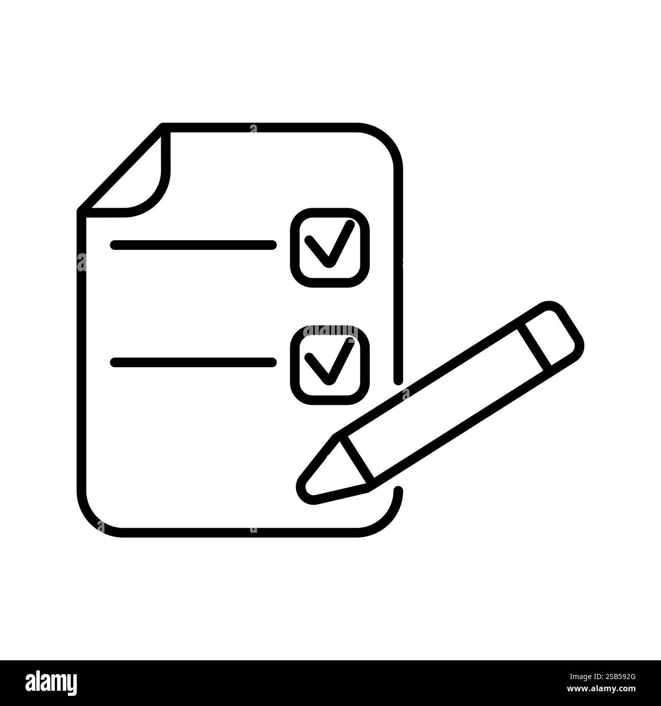 A checklist with two check marks and a pencil next to it. Vector ...