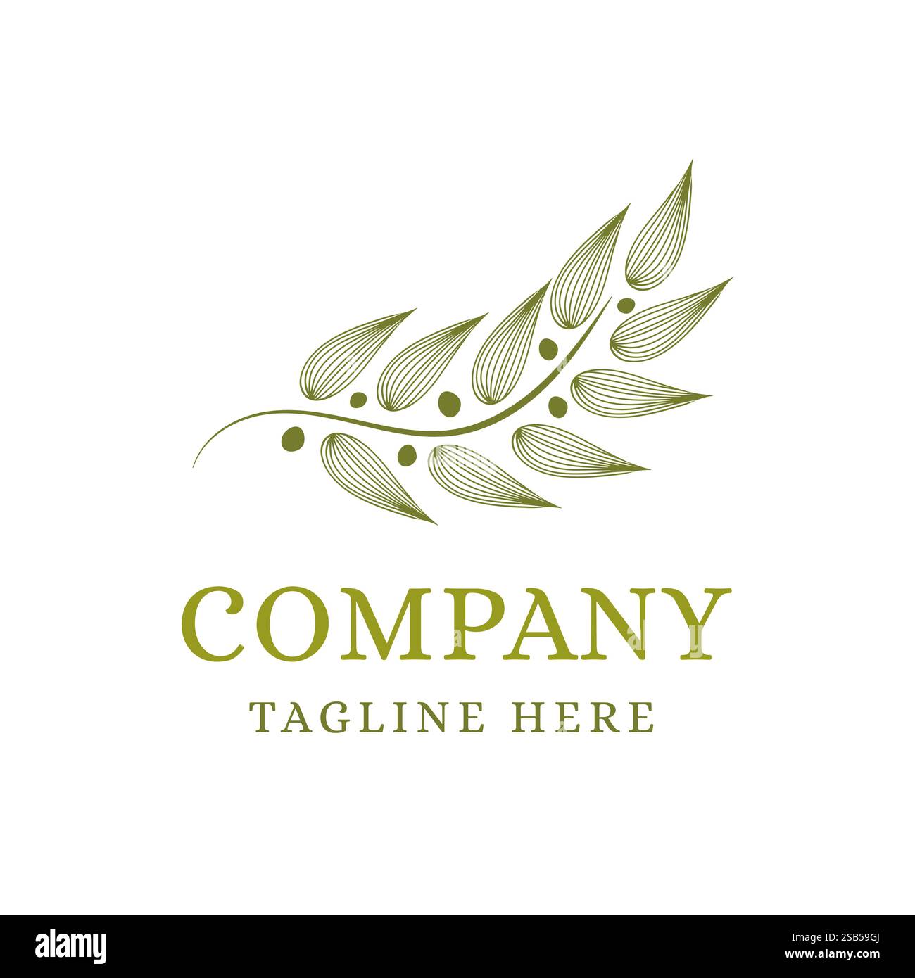 Olive Tree Branch with Leaves Elegant Logo Design for Olive Oil Brand ...