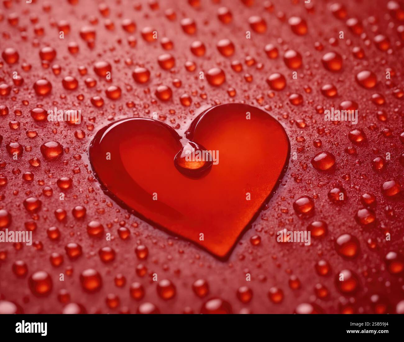 Heart shaped blood drop, on red background. Realistic AI generated ...