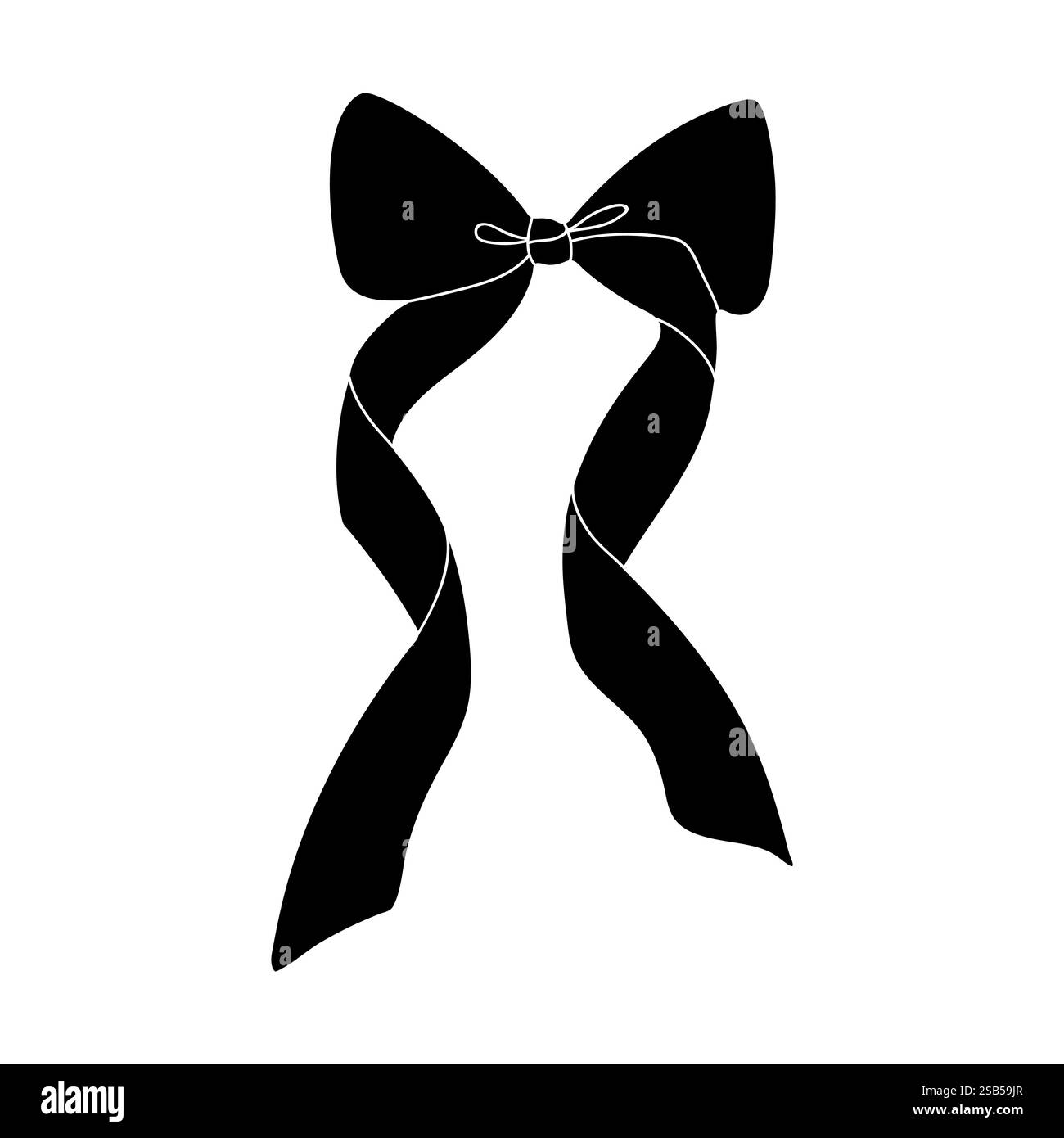 A simple line drawing of a bow, tied with a single loop in the center ...