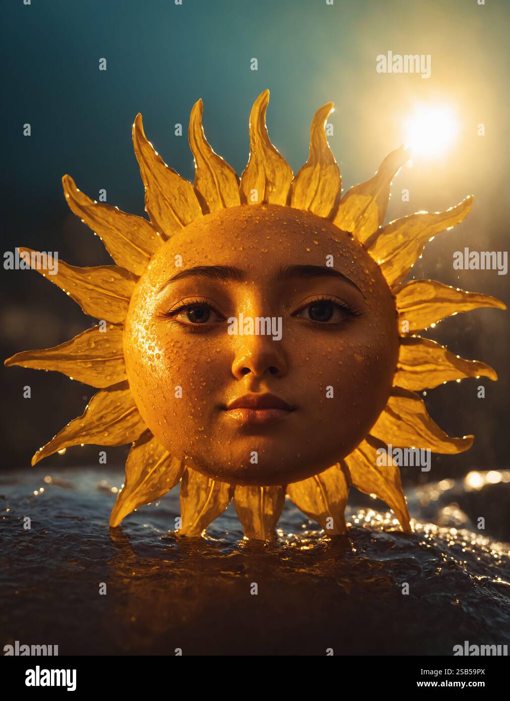 The concept of the sun and water, a smile in the form of the sun. The ...