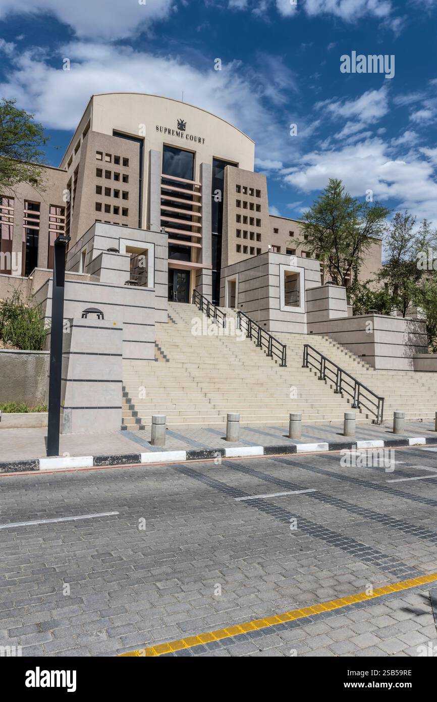 cityscape with perron at Supreme Court of Namibia modern building, shot ...