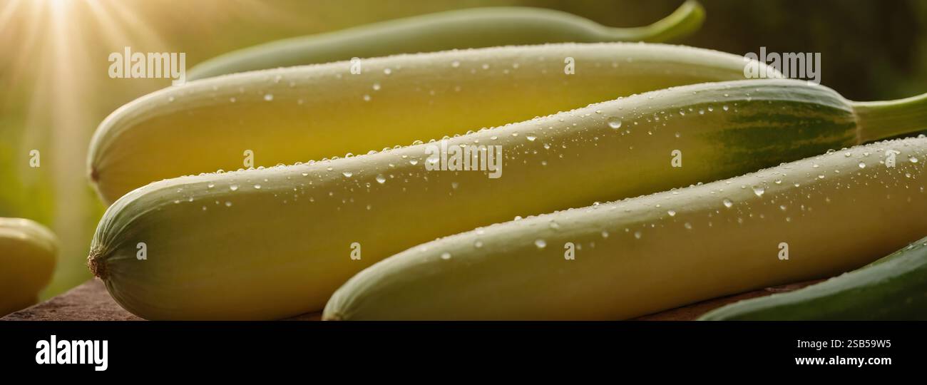Zucchini squash, vegetable, macro, portrait. Fresh zucchini with water ...