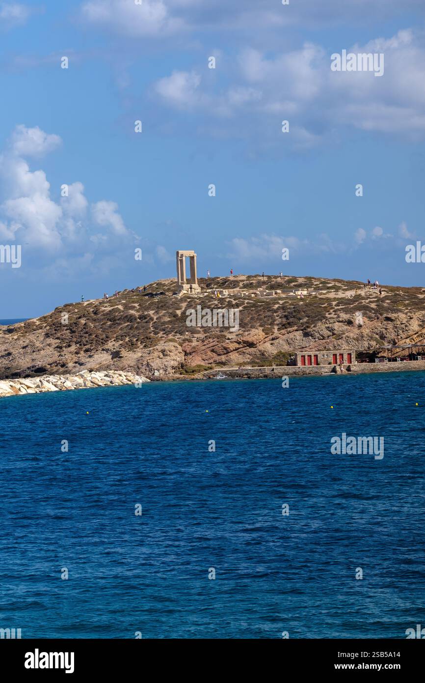 View of the symbol of Naxos island, the Portara, the big door which was ...