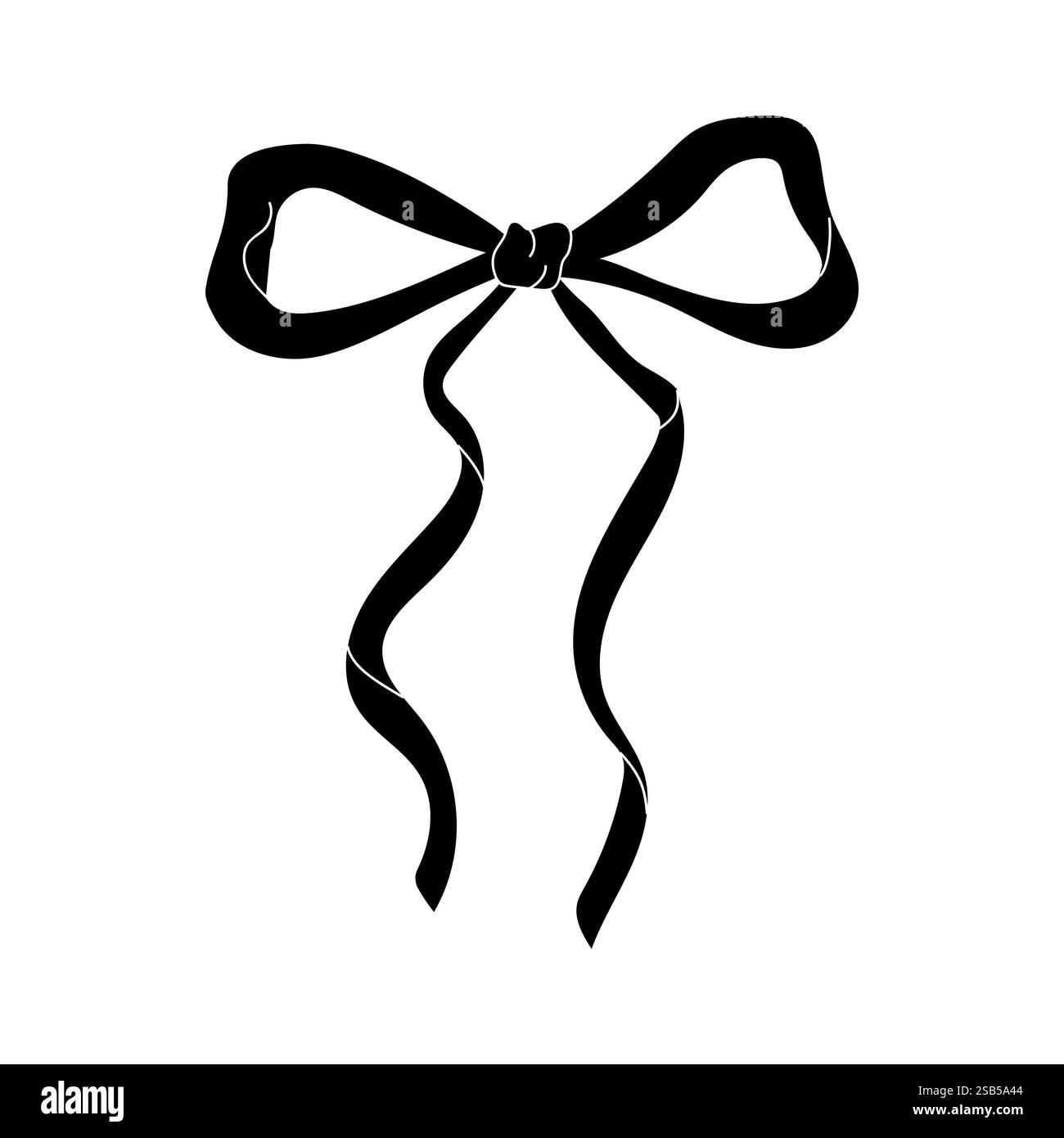 A simple line drawing of a bow, tied with a single loop in the center ...