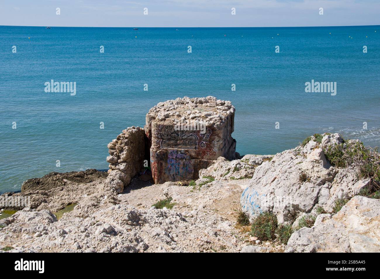 Ruined machine gun nest from the spanish civil war in the beach ...