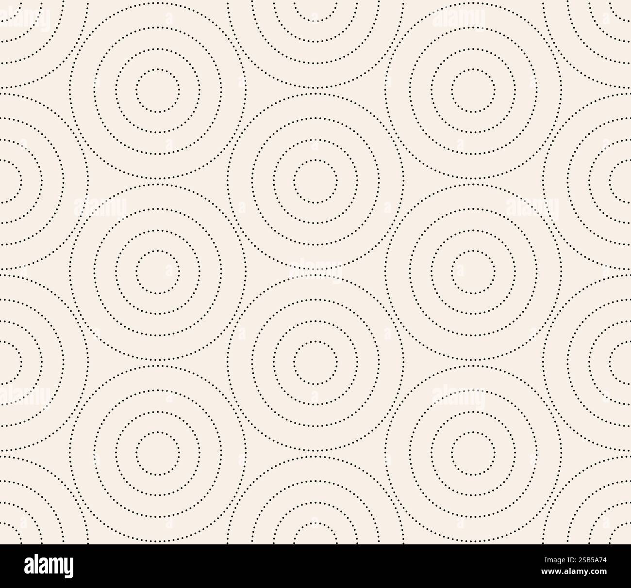 Black dotted line circle pattern on beige background. Black dotted line ...