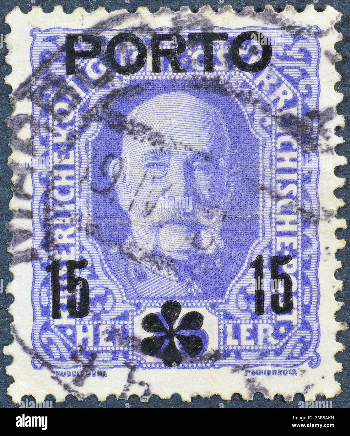 Porto stamp printed by Austria, that shows portrait of Franz Josef ...